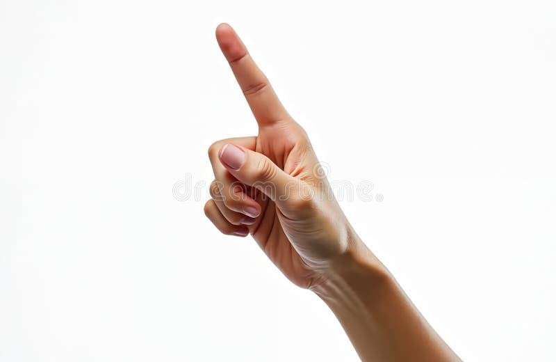 Hand Points Finger Up on Isolated White Background. Pointing Gesture ...