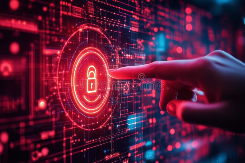 Securing Digital Data with a Virtual Lock on a Technology Background ...