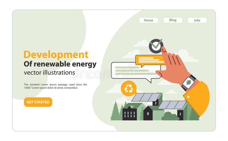 Hand Points To Dialogue on Renewable Energy Development. Flat Vector ...