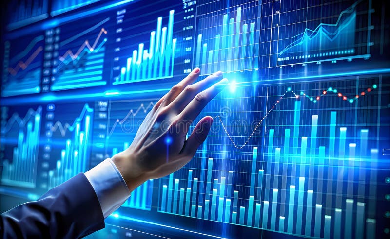 (Business Data Analysis: Hand Pointing To Graph on Technology ...