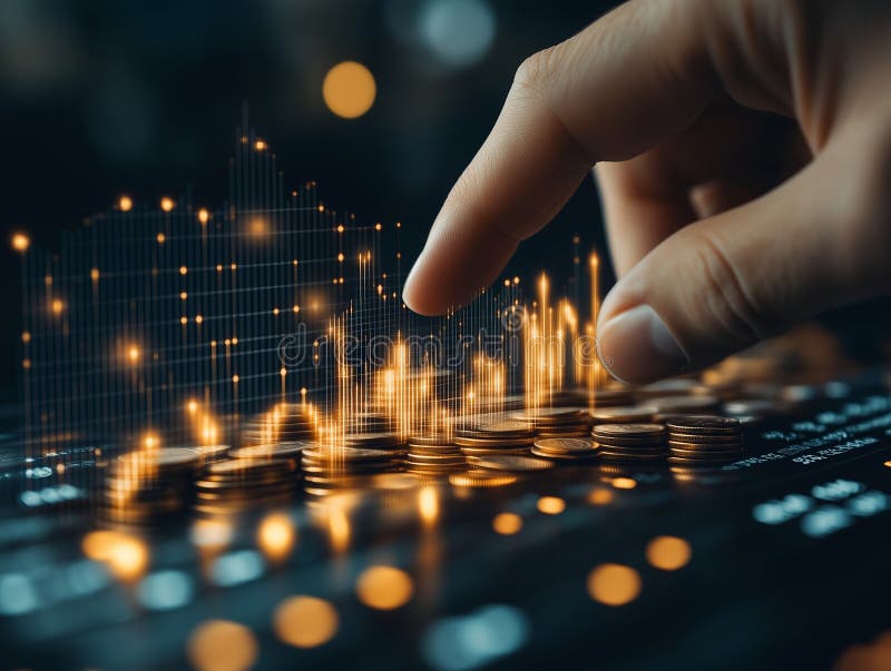 Hand Points To Growing Tree on Stack of Coins, Symbolizing Financial ...