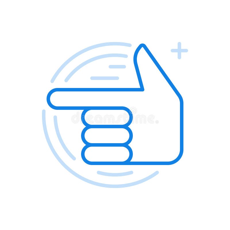 Hand Points To Left Vector Line Icon. Direction Pointer Gesture Stock ...