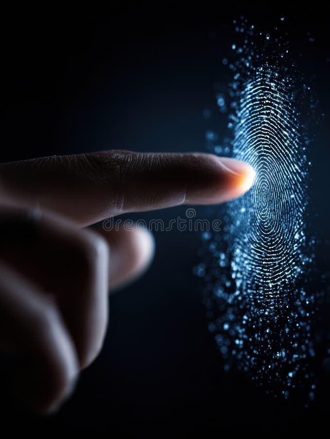 Biometric Fingerprint Scan Touchscreen Secure Access Digital Identity Verification Stock Photos ...