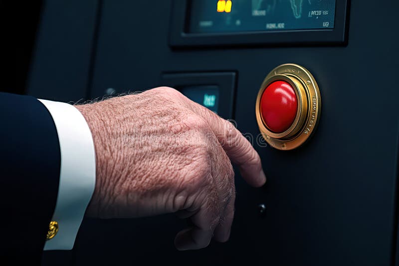 Politician Pushing Red Button Starting Nuclear War Stock Photo - Image ...