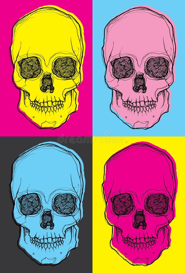 Hand pop art skull stock illustration. Illustration of element - 104769407