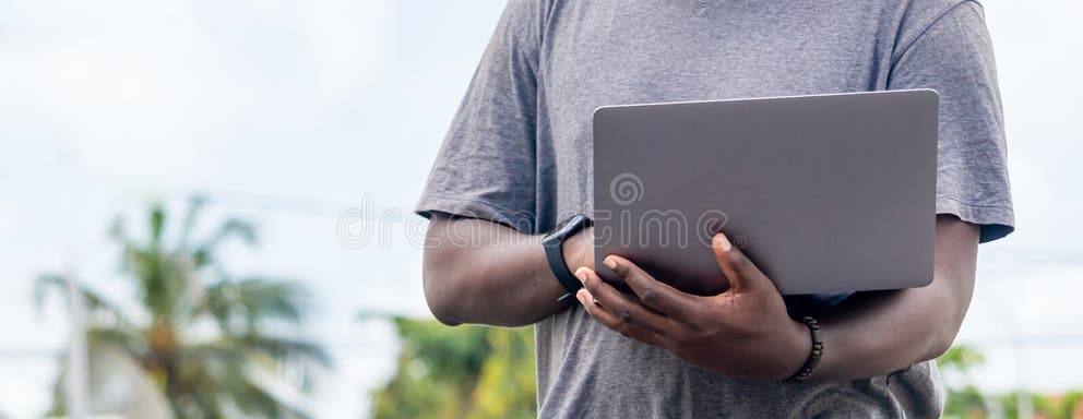 Hand Portrait of an African Web Developer Working with His Laptop, with ...