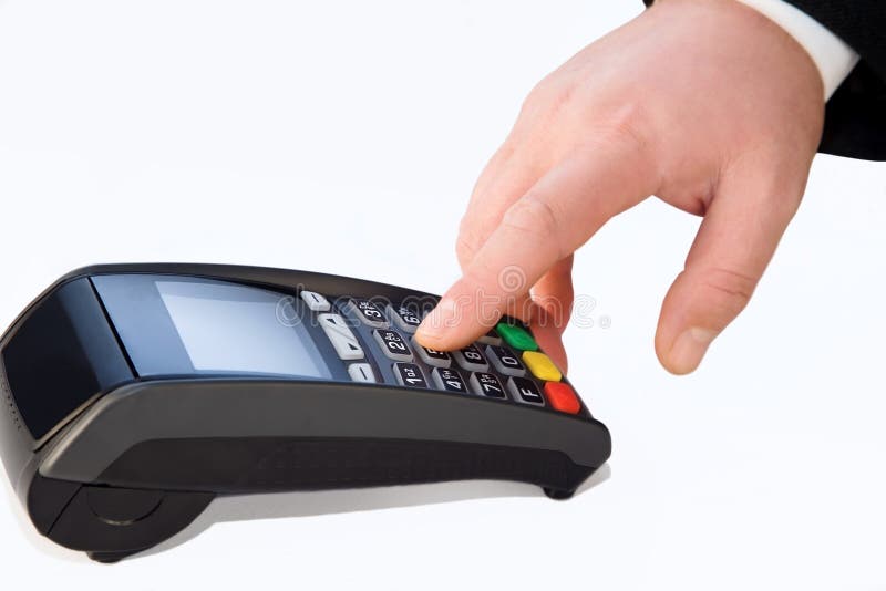Hand and POS-terminal Closeup Editorial Stock Image - Image of card ...