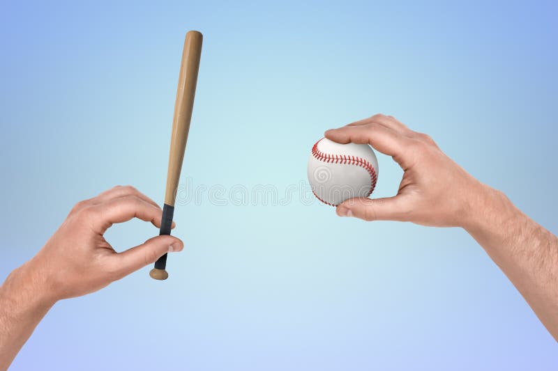 Hand Positioning a Baseball Bat Near a Ball Stock Photo - Image of ...