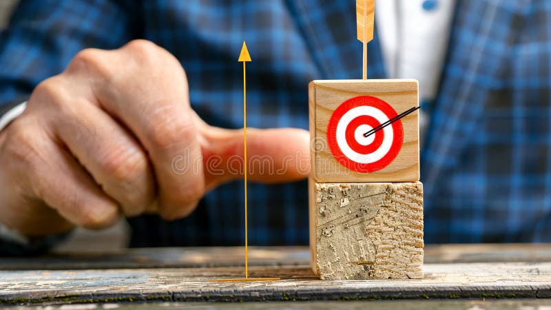 A Hand Positions a Wooden Block Marked with a Target while Aiming an ...