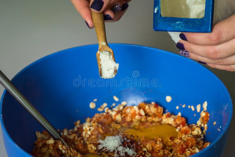 Hand Pour in Salt in Stuffing Stock Photo - Image of liquid, person ...