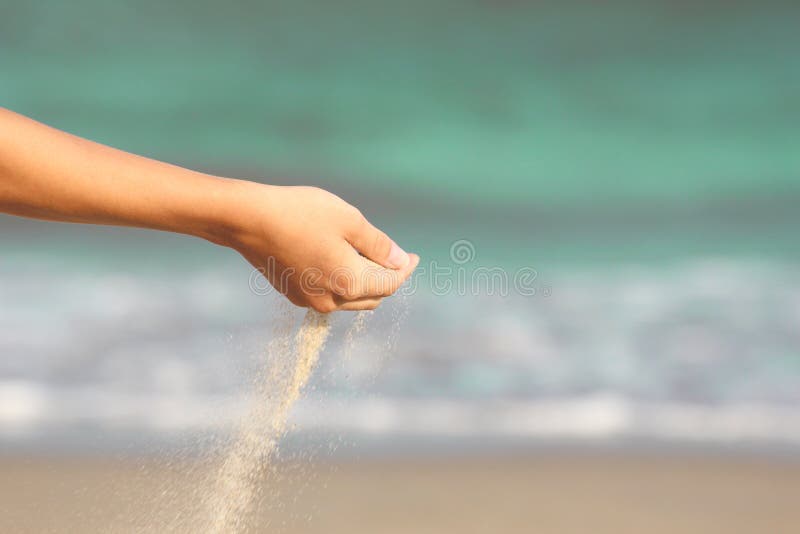 Hand pour sand stock image. Image of depression, edges - 18023987