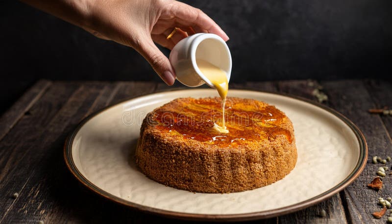 Cake with Cream Pour stock illustration. Illustration of indulgent ...