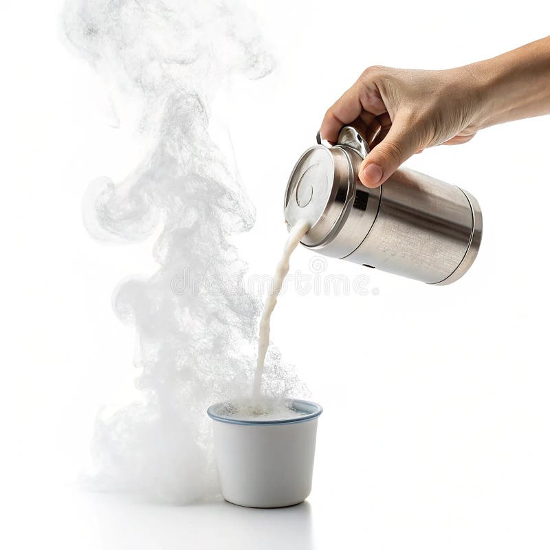 Hand Pouring Liquid Nitrogen from Small Container Stock Illustration ...