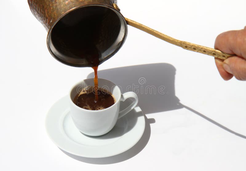 Hand Pouring Turkish Coffee into Cup Stock Image - Image of beverage ...