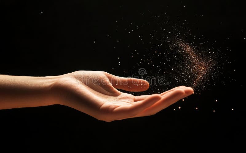 Hand Pours Glittering Dust, Capturing Magic and Sparkle into Palm ...