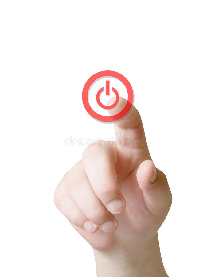 Hand and power button stock photo. Image of success, button - 16572542