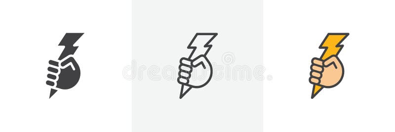 Hand with Power Icon Vector Set on White Background Stock Illustration ...