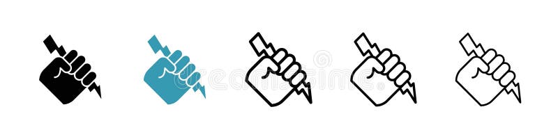 Hand with Power Icon Vector Set on White Background Stock Vector ...