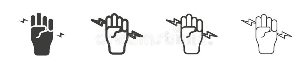 Hand with Power Icon Vector Set on White Background Stock Vector ...