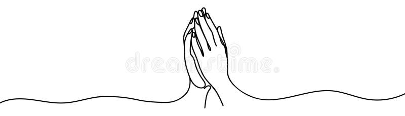 Hand in Praying Position or in Cultural Greeting Form Continuous One ...