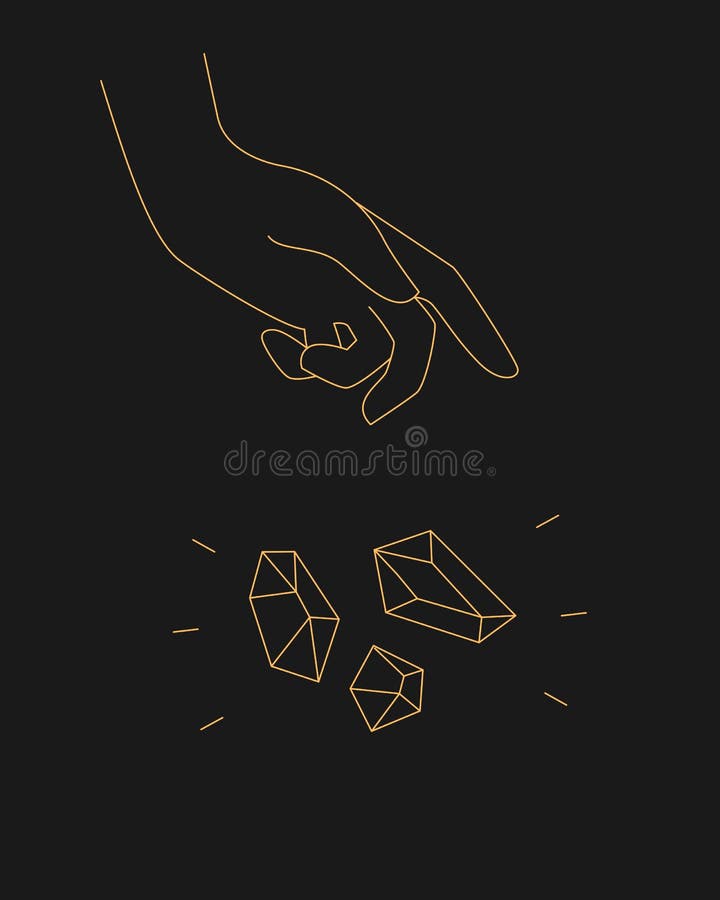 Hand and Precious Magic Stones Crystals Stock Vector - Illustration of ...