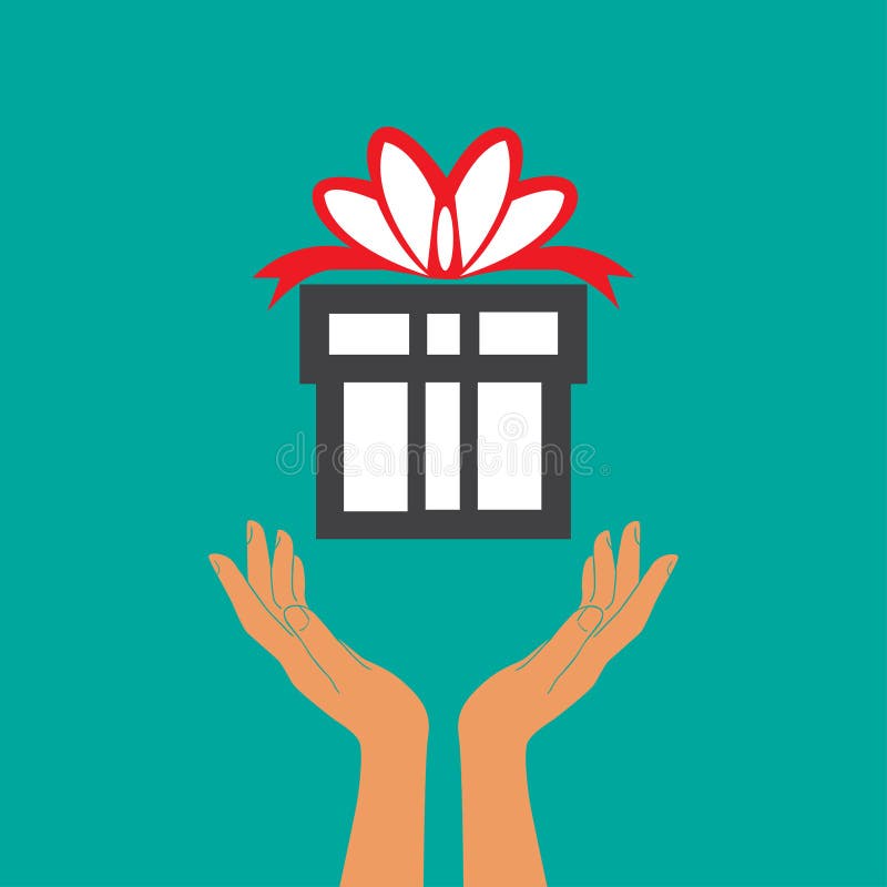 Hand and present Icon stock vector. Illustration of offering - 90341310