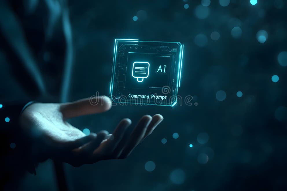 Hand Presenting Ai Command Prompt Interface Concept Representing ...