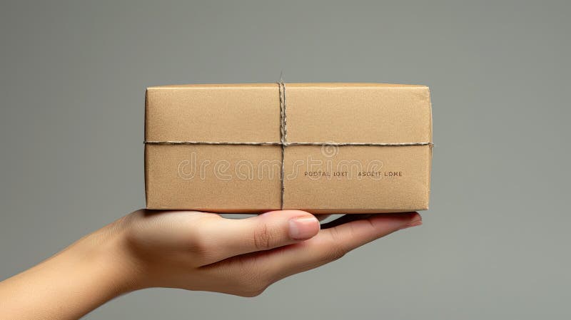 Hand Presenting a Cardboard Package Stock Illustration - Illustration ...