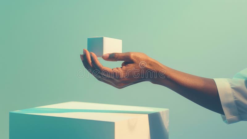 Hand Presenting a Floating Cube. AI Generated Stock Image - Image of ...
