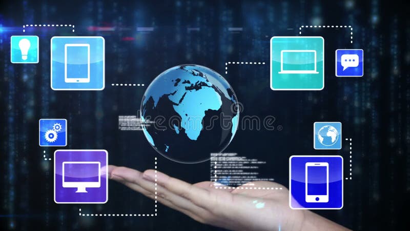 Online Global Community Screen Against Cityscape Stock Footage - Video ...