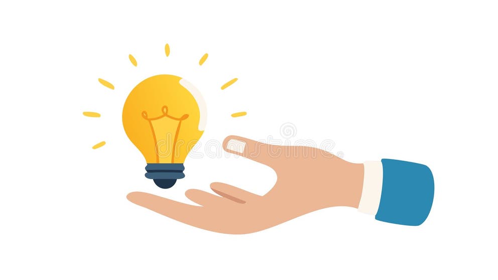 Hand Presenting Lightbulb. Sharing Ideas or Innovative Solutions ...