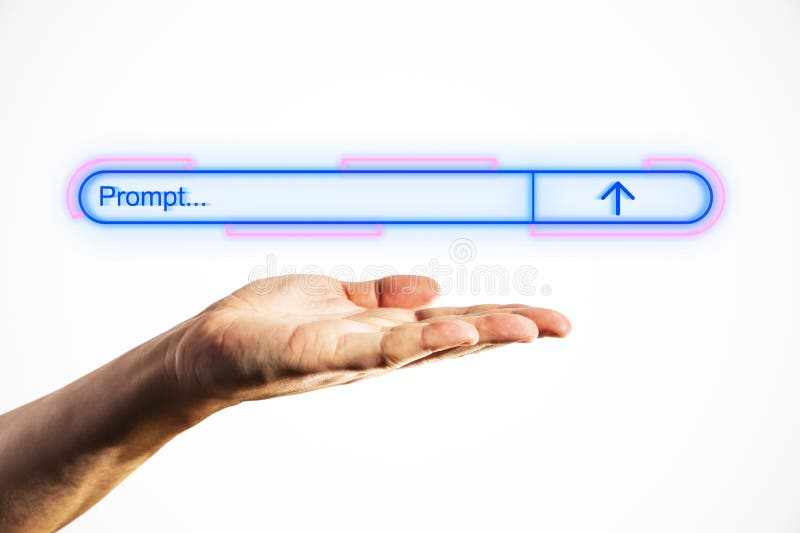 Hand Presenting a Search Prompt on a White Background, Symbolizing ...