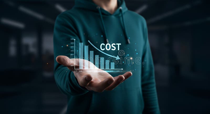 Presenting Cost Reduction with Graph and Hand Stock Illustration ...