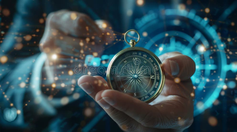 A Hand Holding a Compass. AI Generated Stock Photo - Image of ...