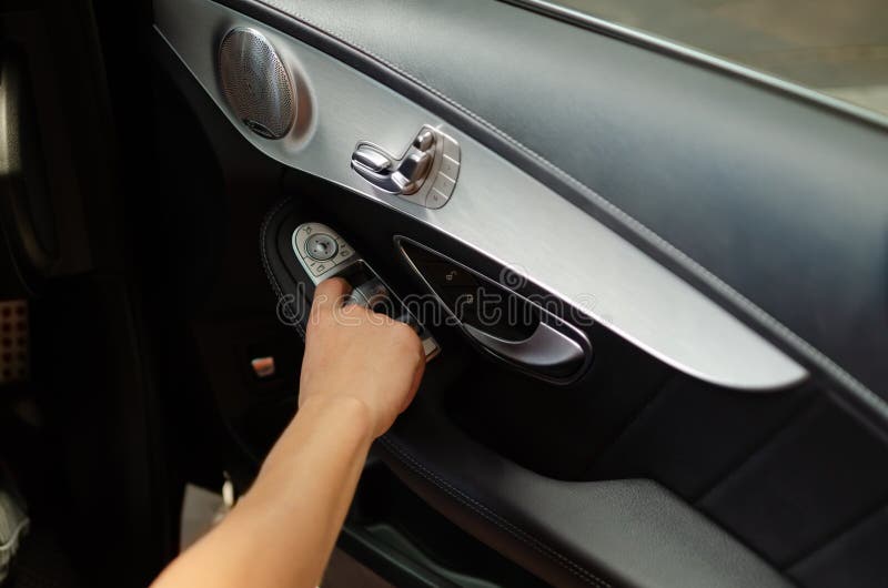 Hand Press on Car Automatic Windows Control Stock Photo - Image of ...