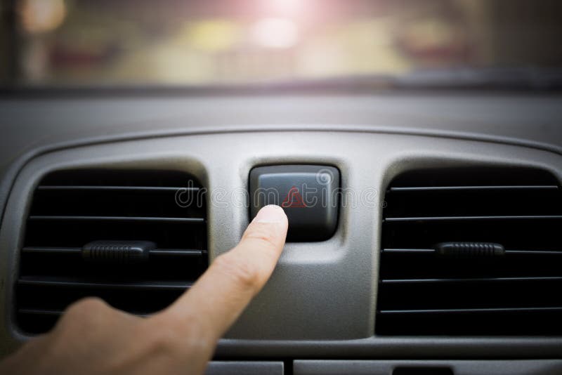 Hand Press Emergency Button in the Car Stock Photo - Image of ...