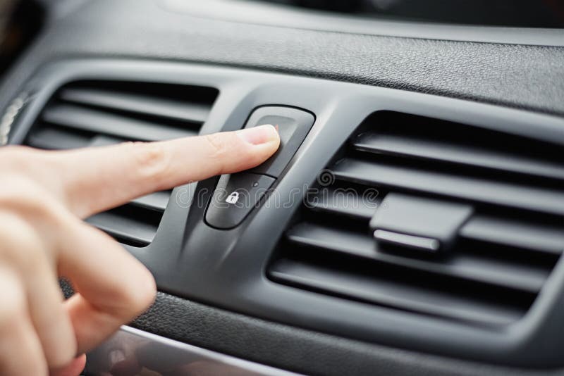 Hand Press the Emergency Stop Button in the Car Stock Photo - Image of ...