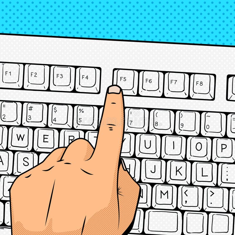 Hand Press F5 Key Pop Art Style Vector Stock Vector - Illustration of ...