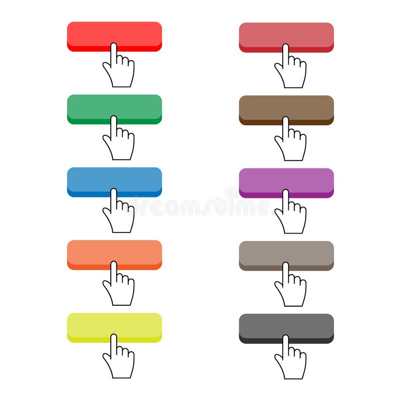 Hand Press Many Buttons on White Background Stock Vector - Illustration ...