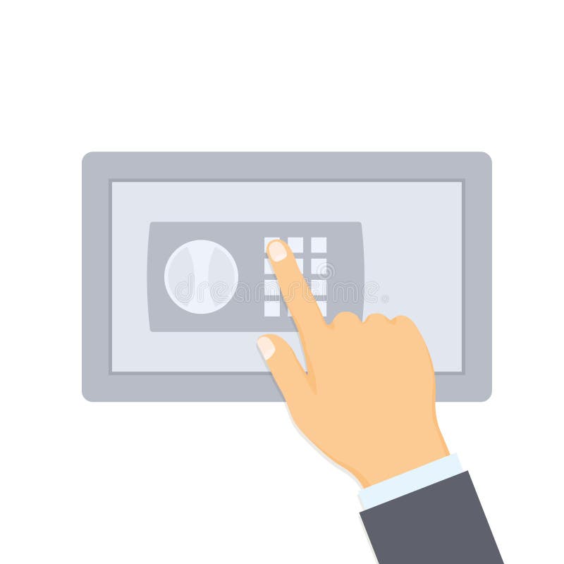 Hand Press Number Password on the Safe Stock Vector - Illustration of ...