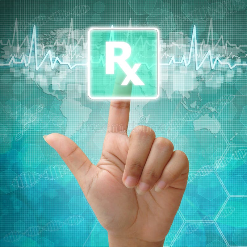 Hand Press on Prescription Symbol Stock Image - Image of concept ...