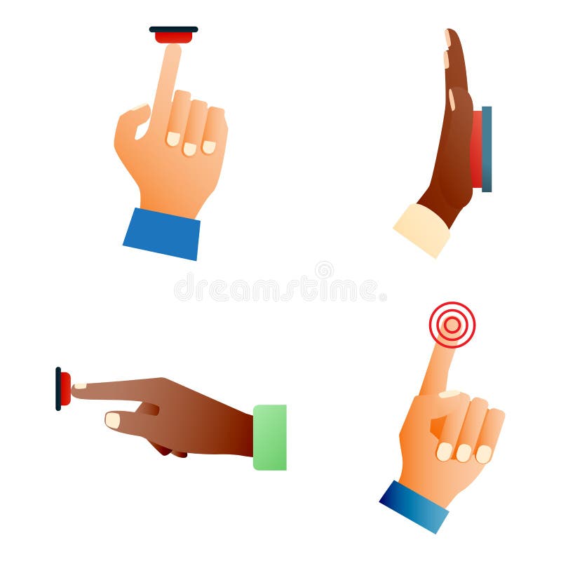 Hand Press Red Button Finger Press Control Push Pointer Gesture Human ...