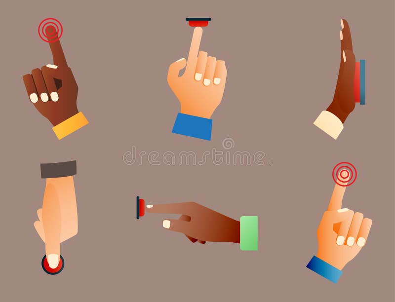 Hand Press Red Button Finger Press Control Push Pointer Gesture Human ...