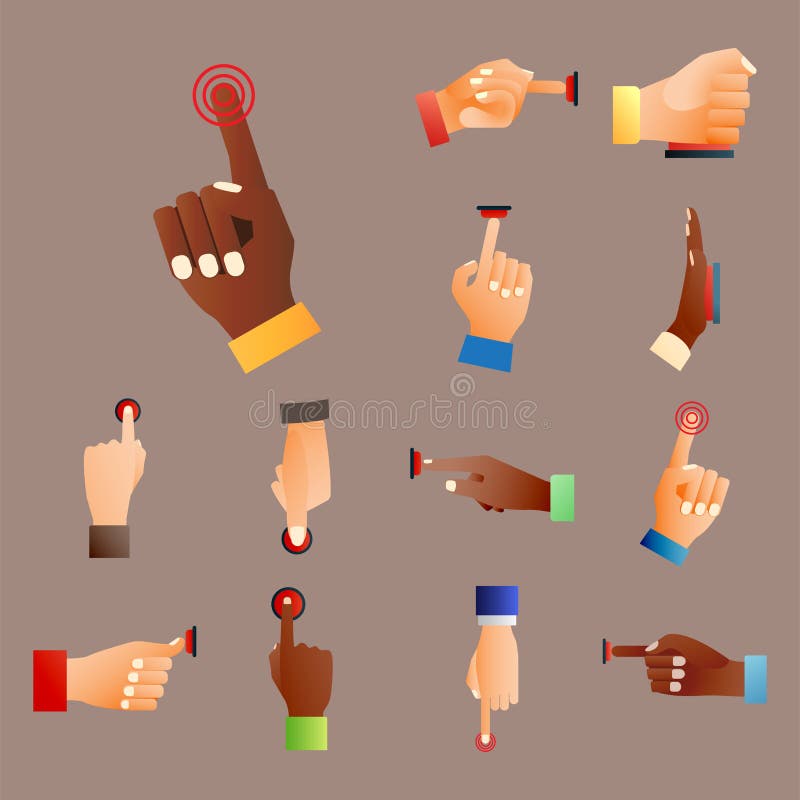 Hand Press Red Button Finger Press Control Push Pointer Gesture Human ...