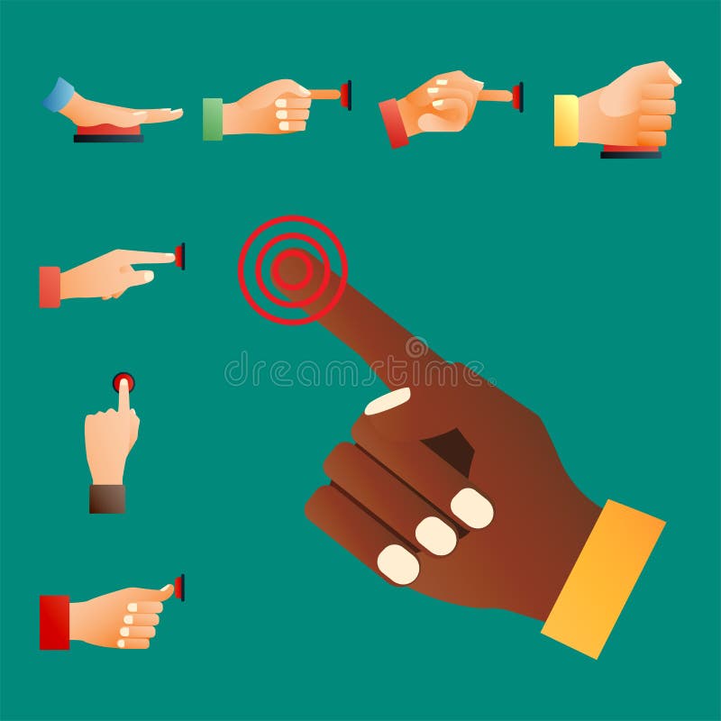 Hand Press Red Button Finger Press Control Push Pointer Gesture Human ...