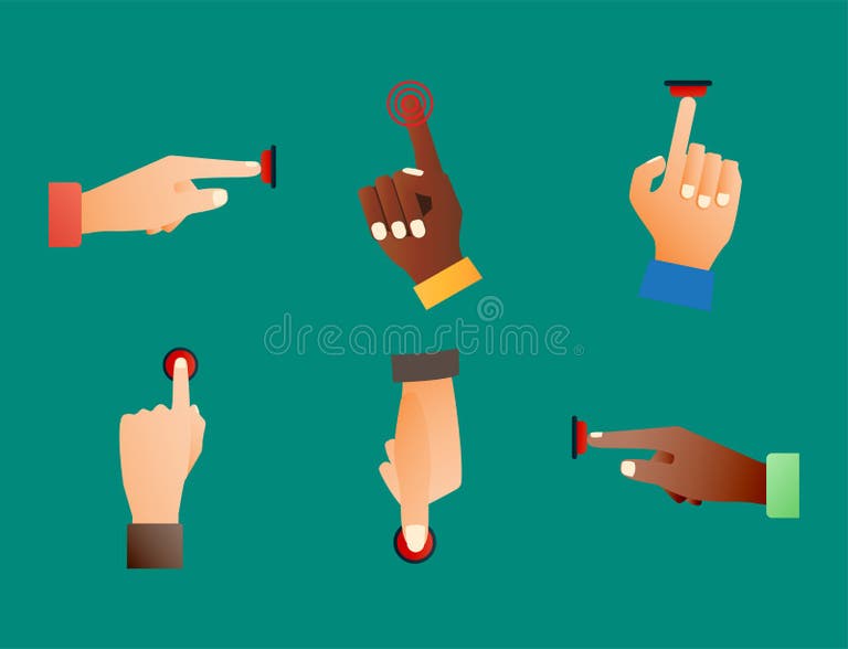 Hand Press Red Button Finger Press Control Push Pointer Gesture Human ...
