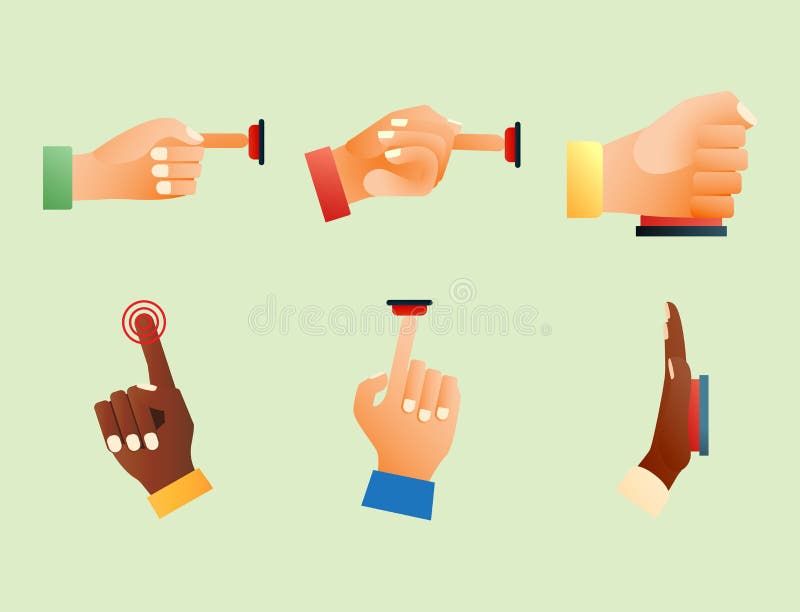 Hand Press Red Button Finger Press Control Push Pointer Gesture Human ...