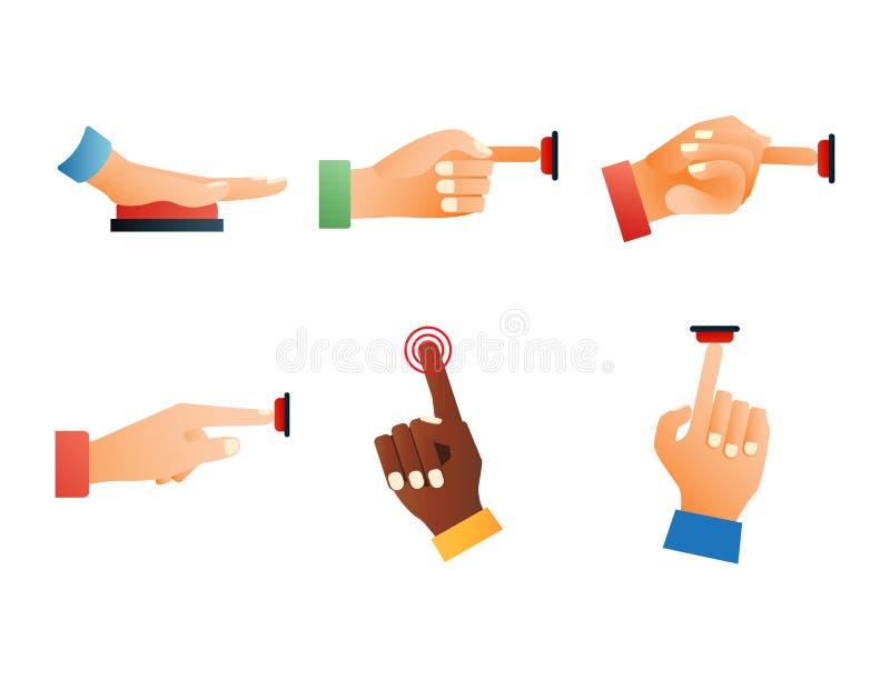 Hand Press Red Button Finger Press Control Push Pointer Gesture Human ...