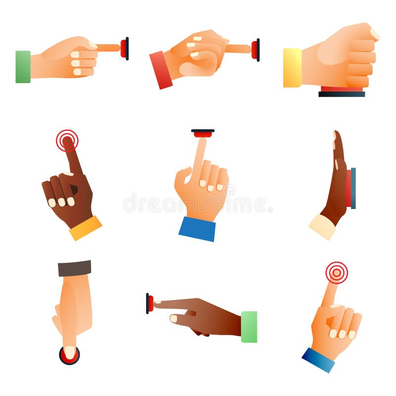 Hand Press Red Button Finger Press Control Push Pointer Gesture Human ...