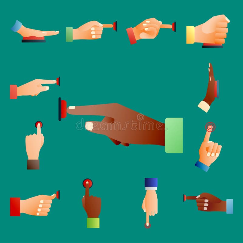 Hand Press Red Button Finger Press Control Push Pointer Gesture Human ...